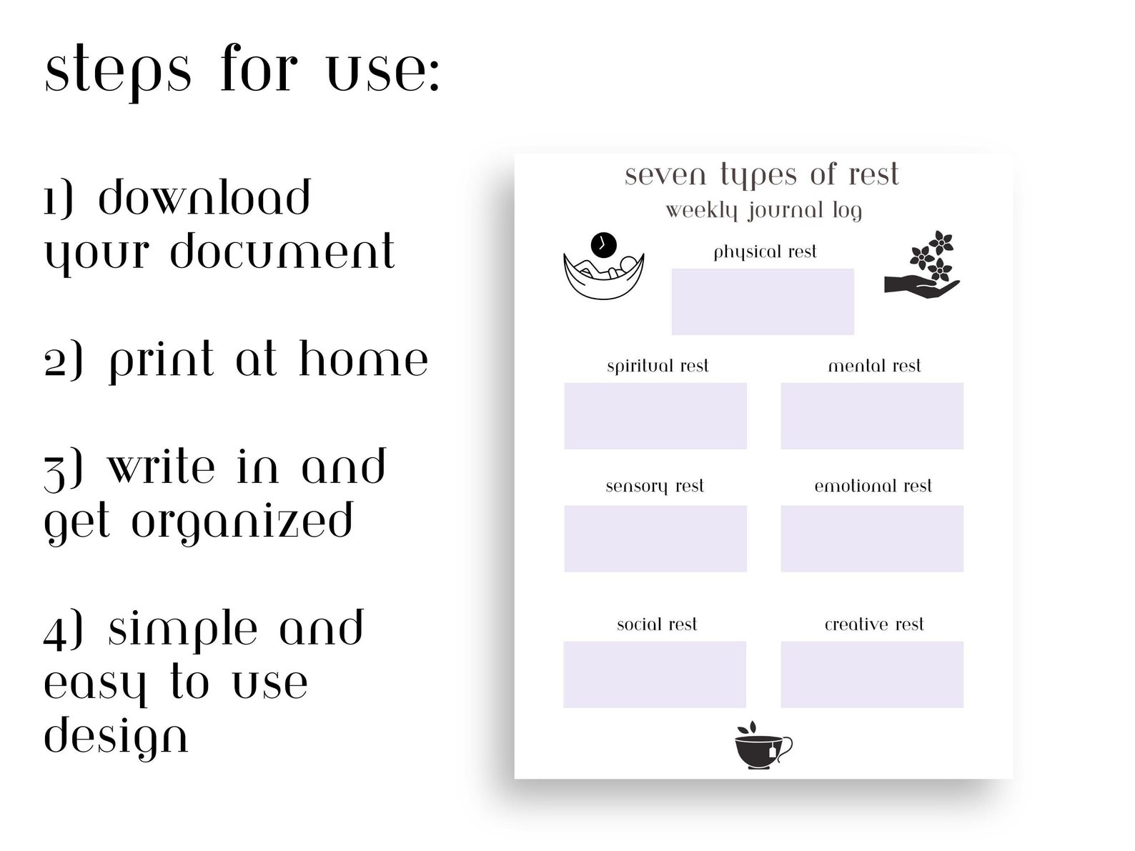 Seven Types of Rest Digital Journal Template | Wellness Journal | iPad ...