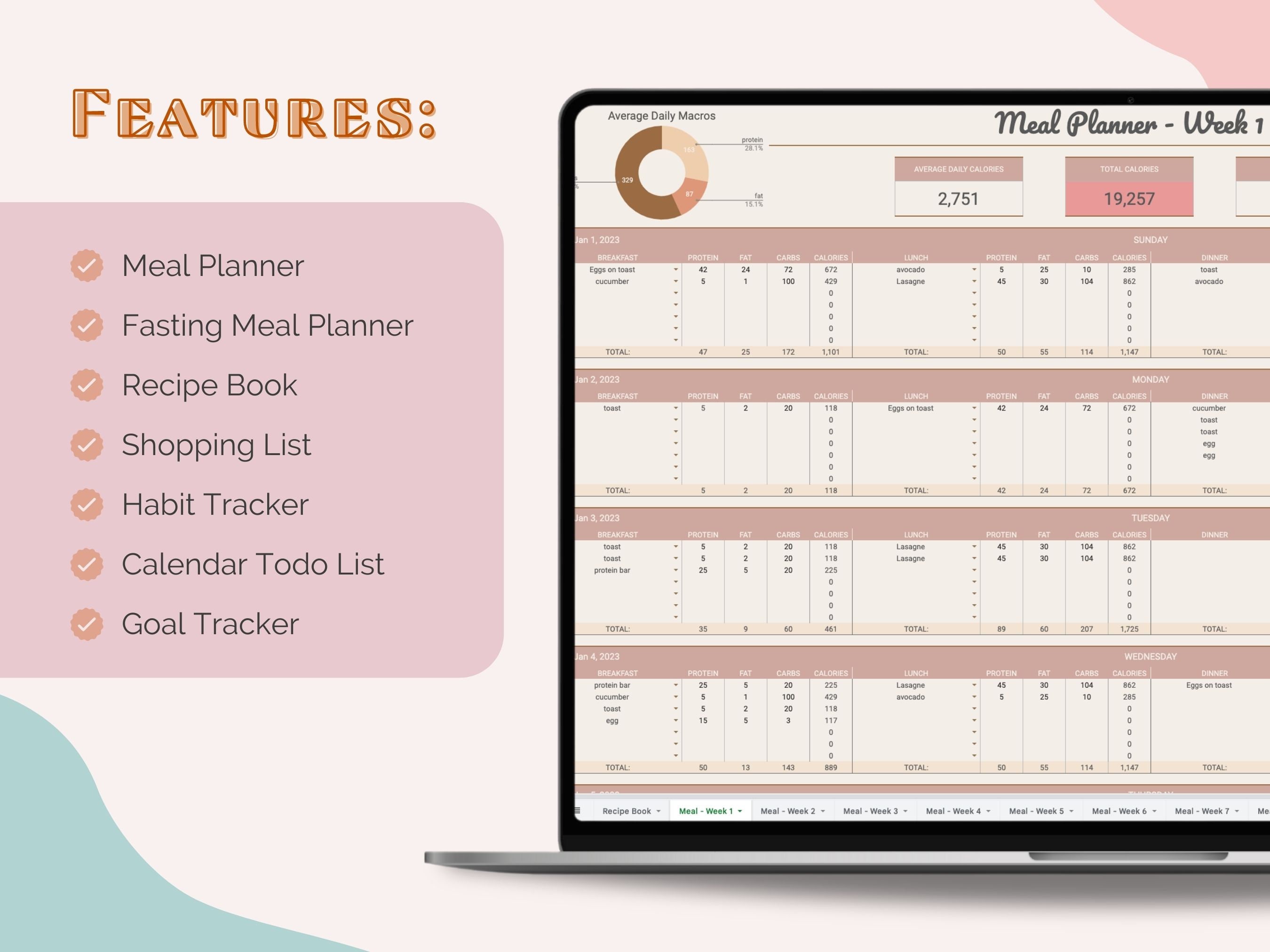 Ultimate Meal Planner & Intermittent Fasting Tracker for Google Sheets ...