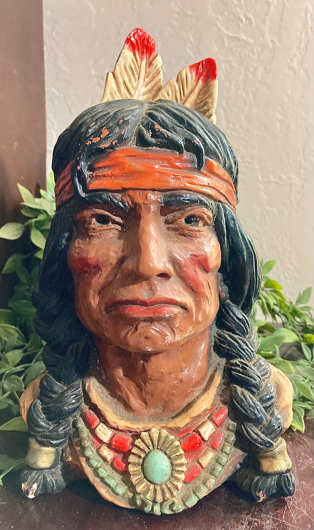 Universal Statuary Kendrick Native American Indian Statue 1966 Bookend ...