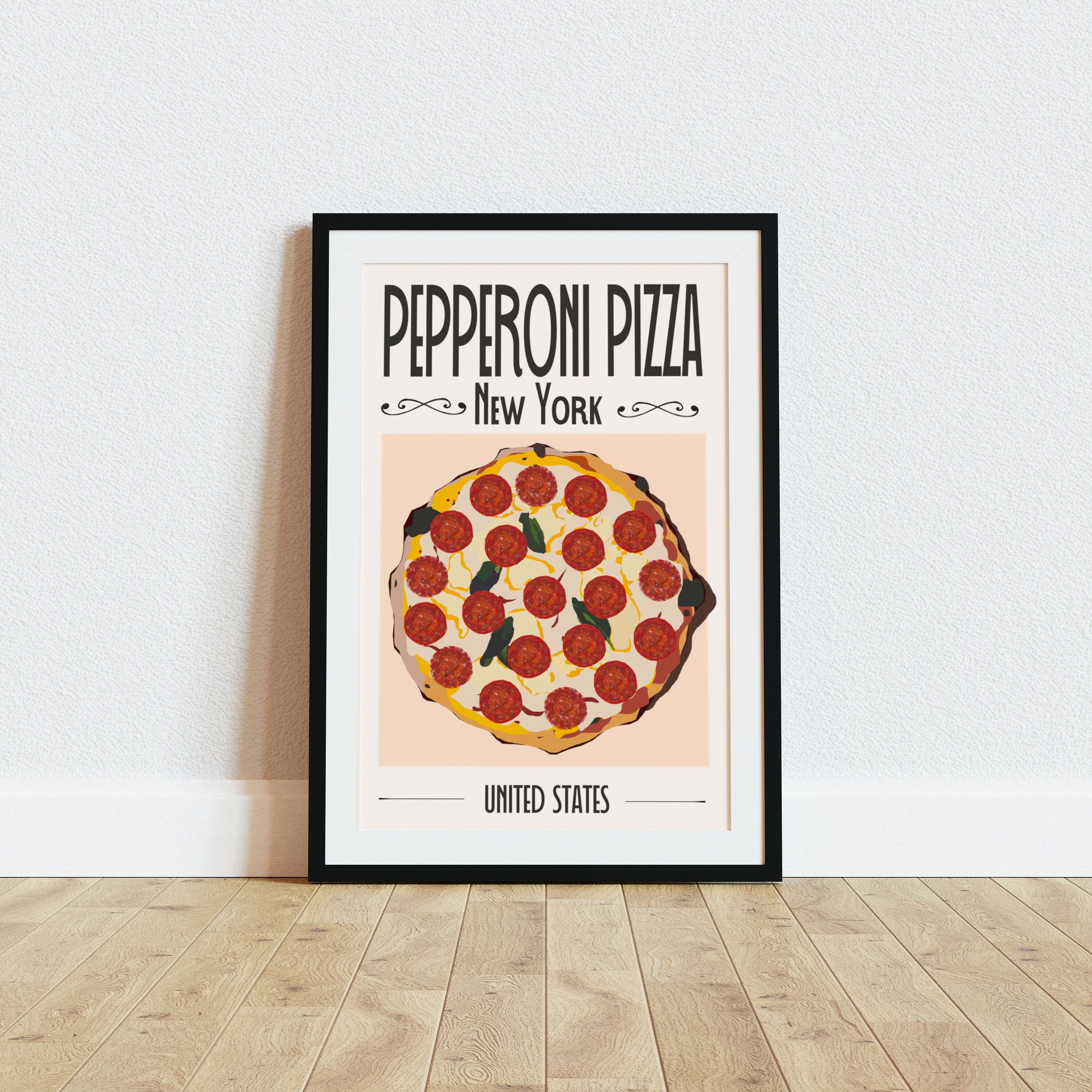 Pepperoni Pizza Wall Art, Pizza Poster, Pizza Decor, Pizza Prints, Food ...