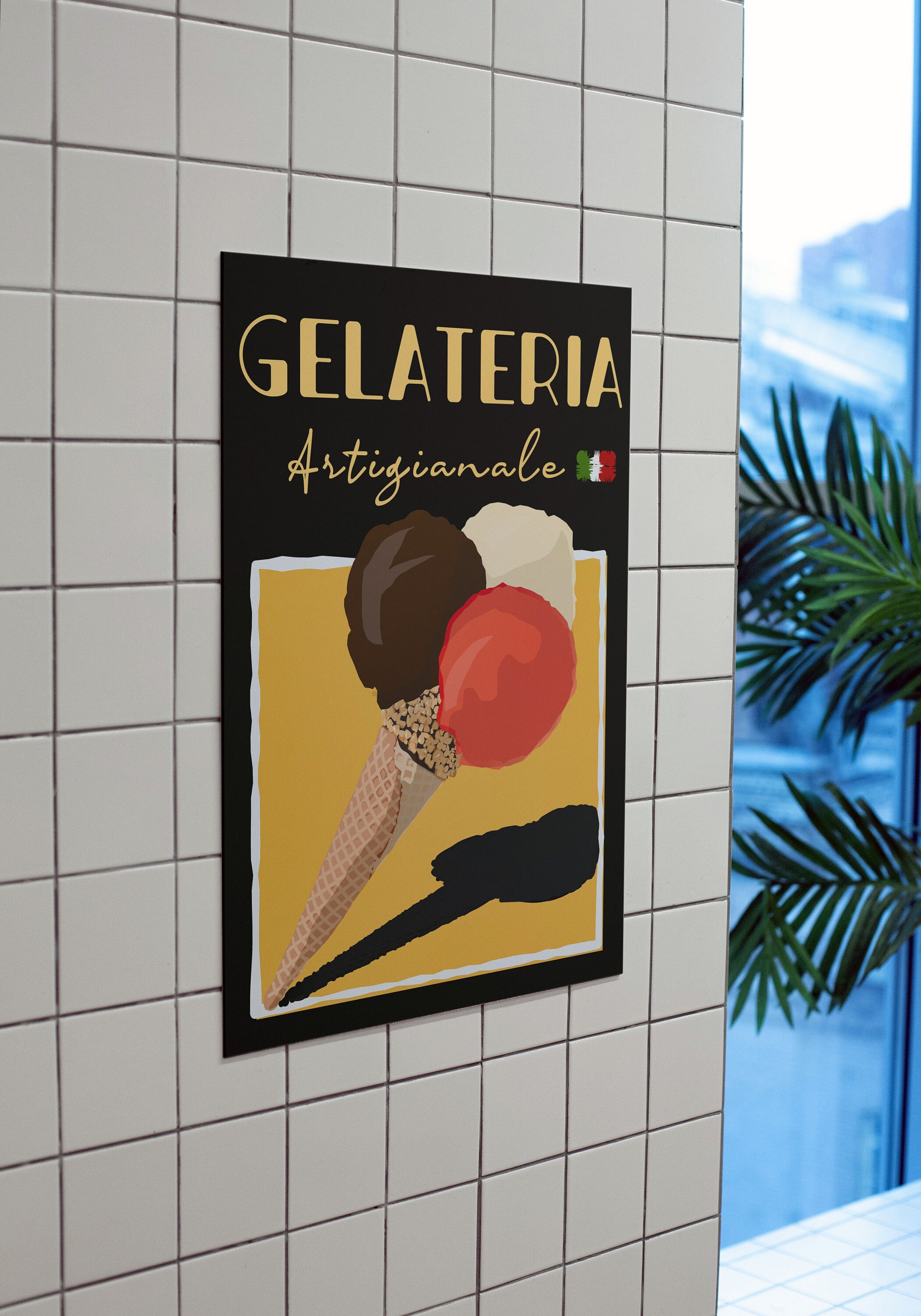 Ice Cream Sign Poster, Italian Ice Cream Wall Art, Ice Cream Cones, Ice ...