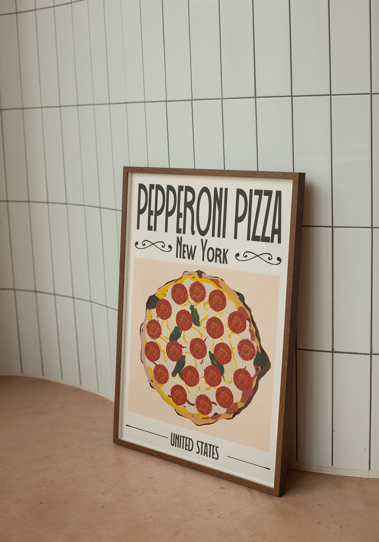 Pepperoni Pizza Wall Art, Pizza Poster, Pizza Decor, Pizza Prints, Food ...