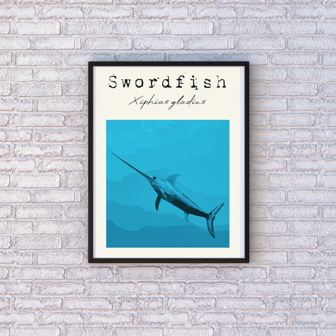 Swordfish Poster Fish Wall Art Fisherman Poster Gift for - Etsy