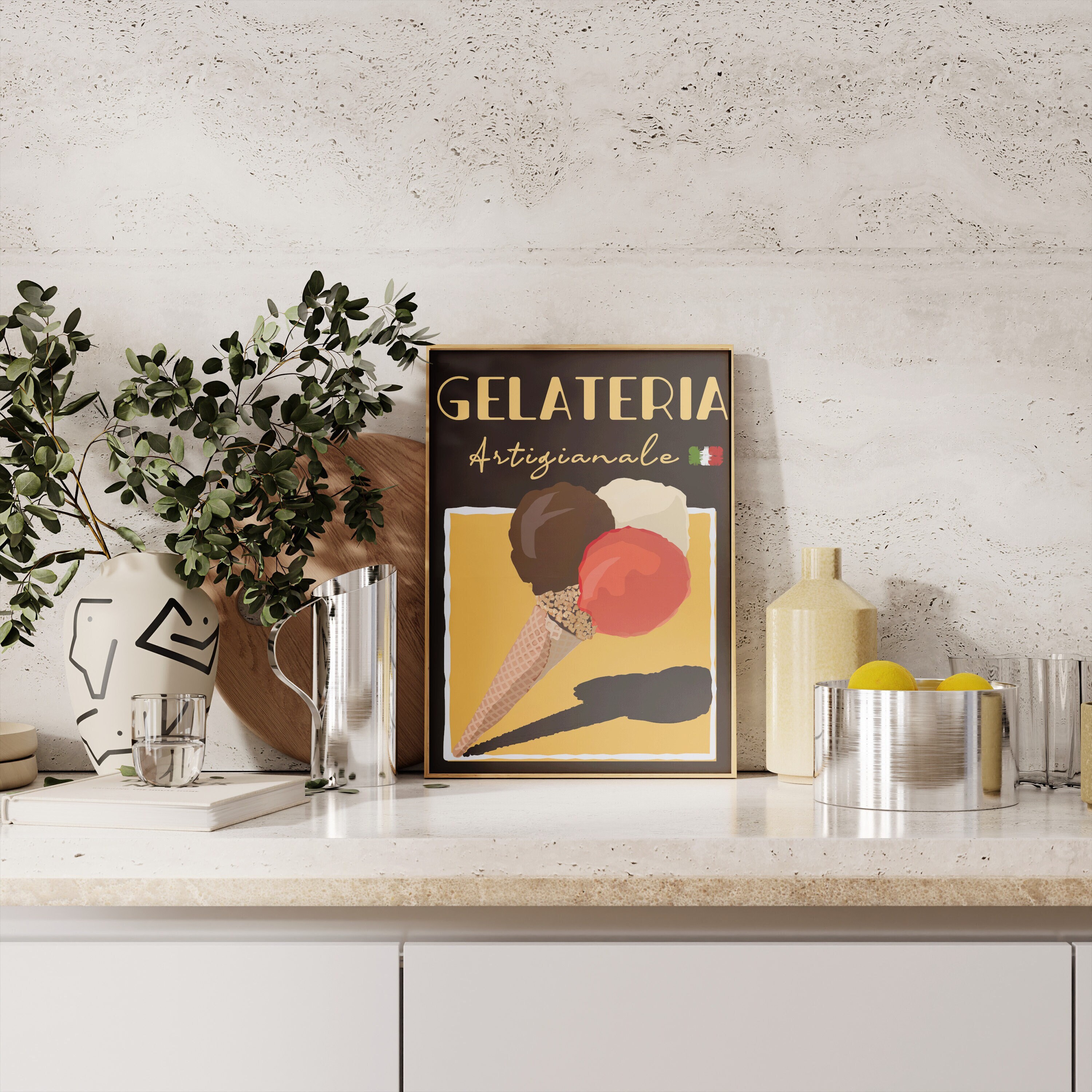 Ice Cream Sign Poster, Italian Ice Cream Wall Art, Ice Cream Cones, Ice ...