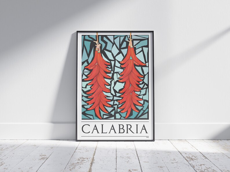 Calabria Poster, Calabria Wall Art, Calabria Chili Peppers Art Print ...