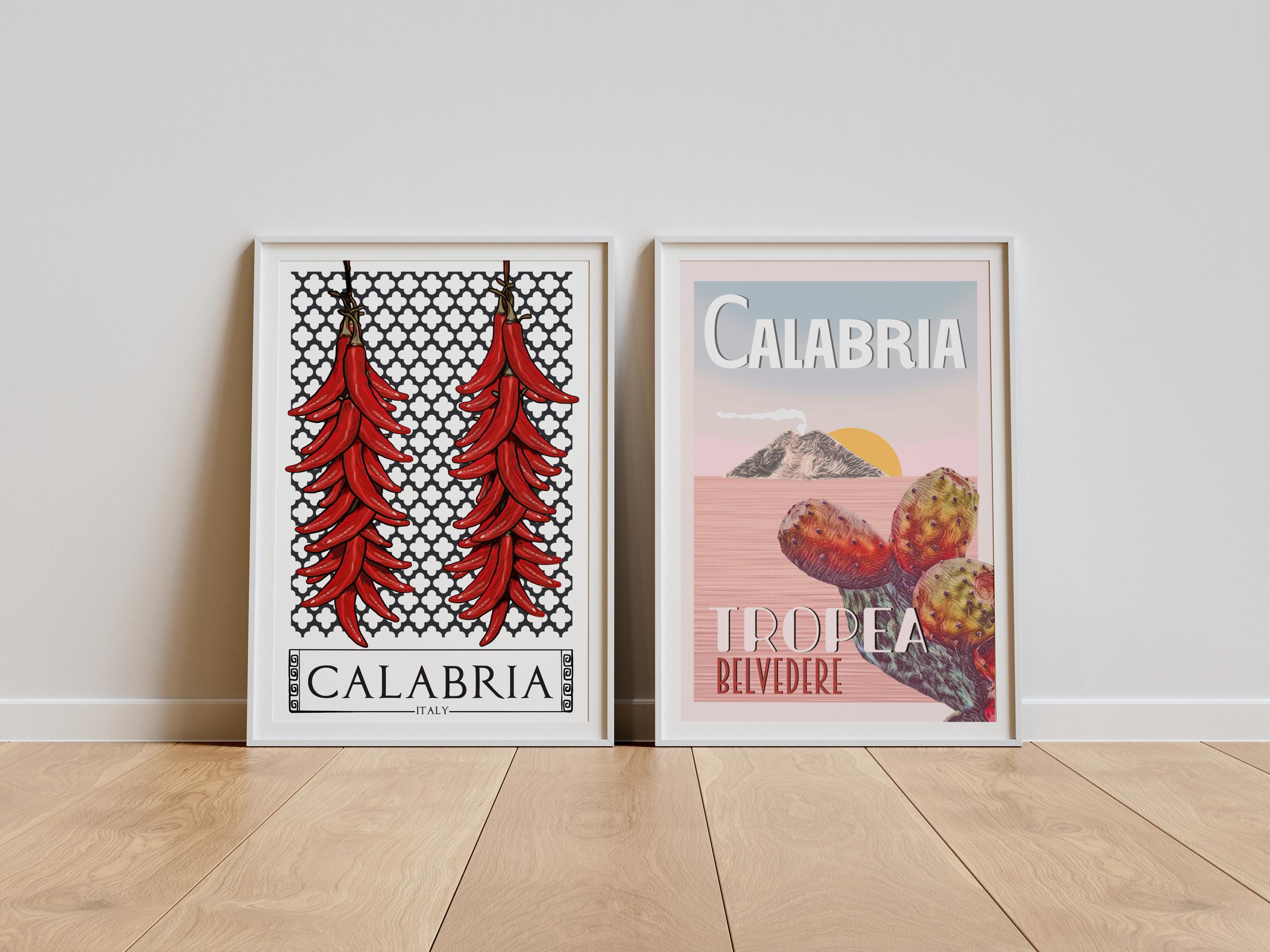 Calabria Poster, Calabria Wall Art, Calabria Chili Peppers Art Print ...