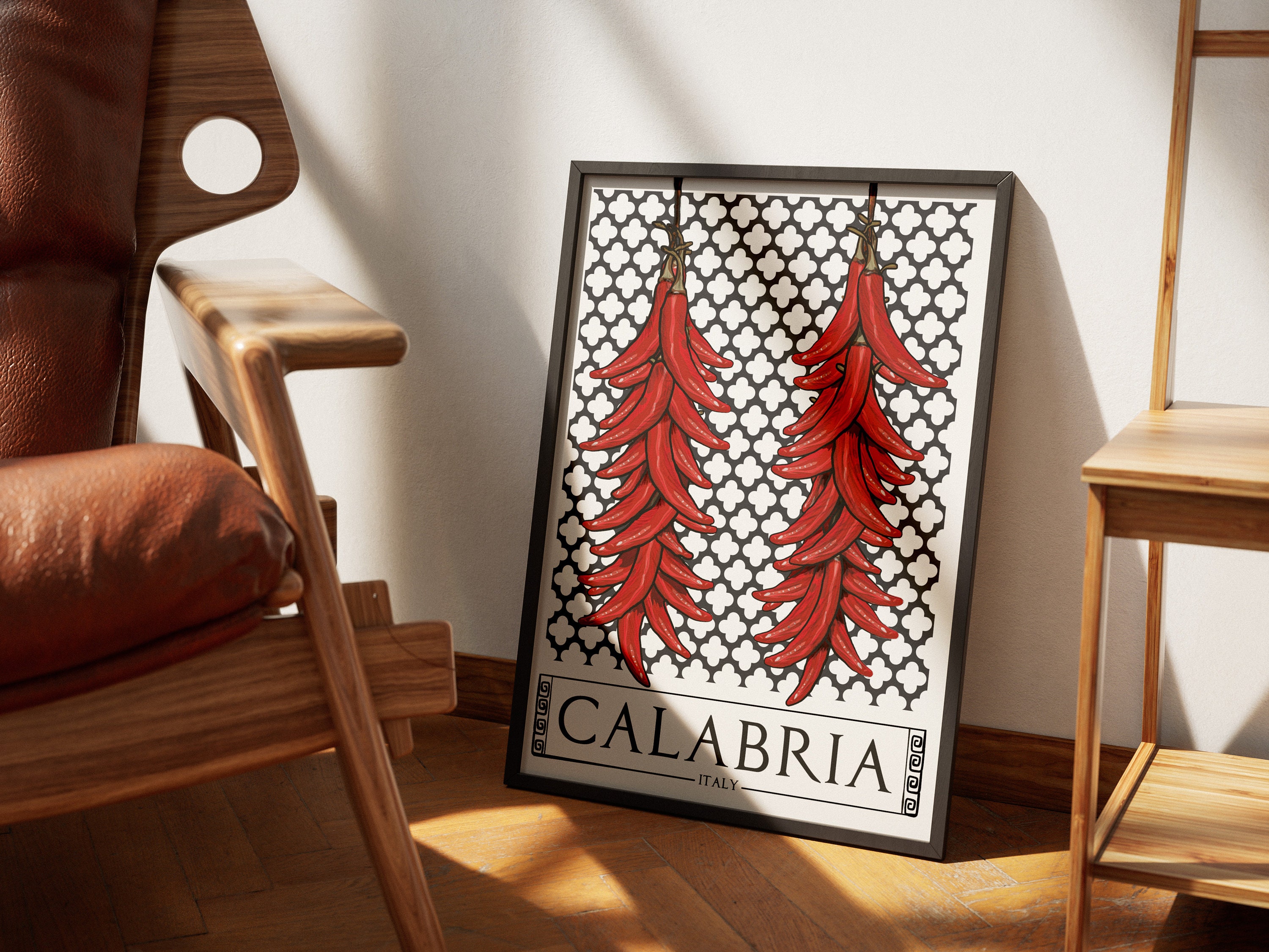 Calabria Poster, Calabria Wall Art, Calabria Chili Peppers Art Print ...