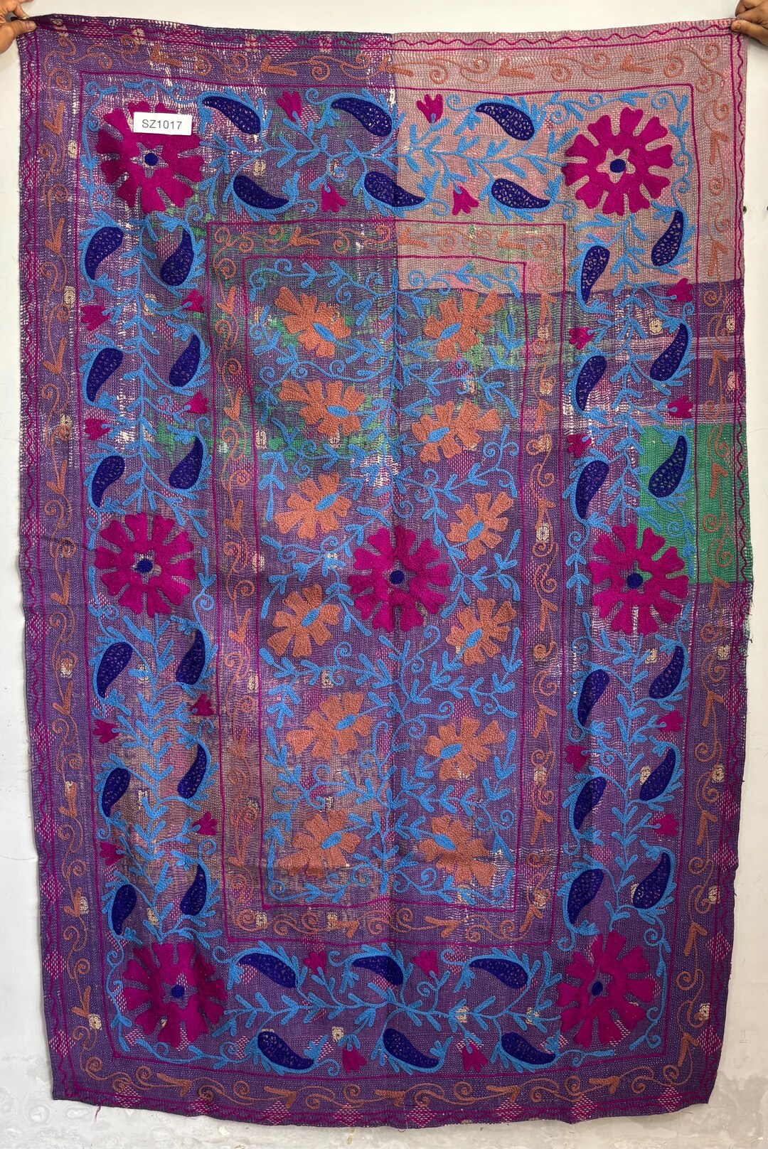 Uzbek Suzani Kantha Hand Embroidered Bedspread, Blanket Quilt Home ...