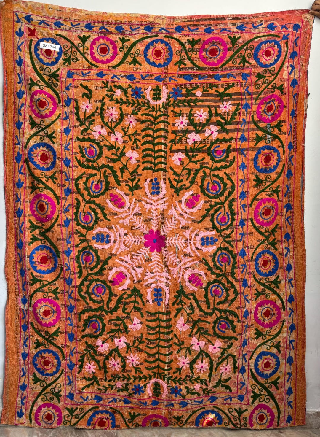 Uzbek Suzani Kantha Hand Embroidered Bedspread, Blanket Quilt Home ...
