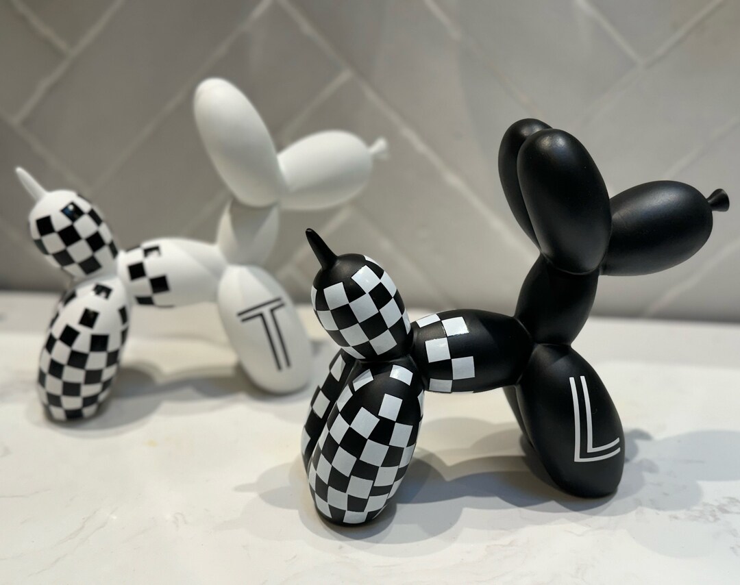 Handmade Ceramic Checker Balloon Dog Sculpture, Modern Art Figurine - Etsy