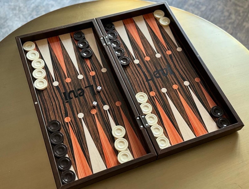 Custom Backgammon Game Set & Chessboard, Personalized Travel Wooden Board Set, Handmade Family ...