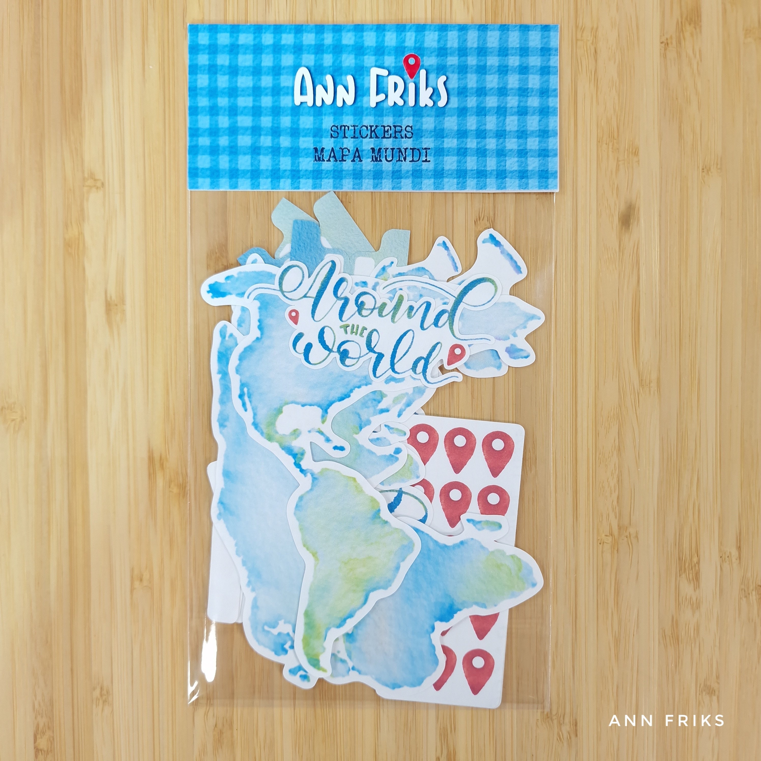 WORLD MAP STICKERS. Ann Friks Handmade Stickers. Traveling Notebook ...