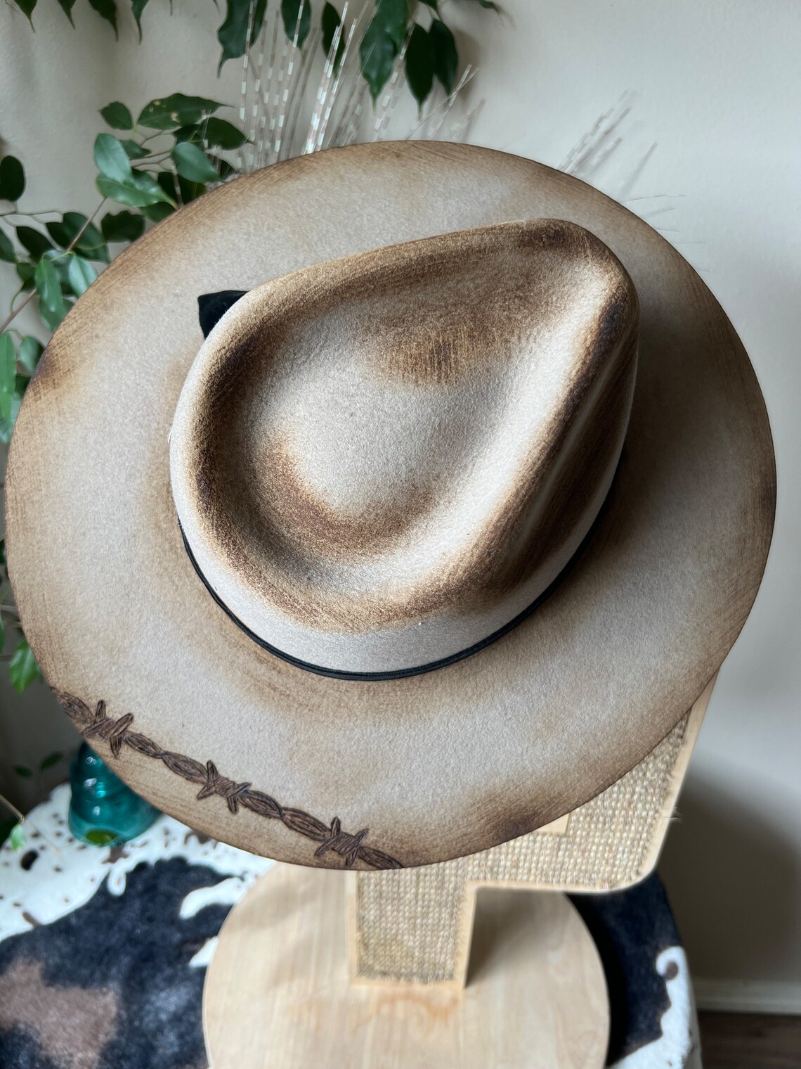 Custom Burned Hat - Barbed Wire - Large - Etsy