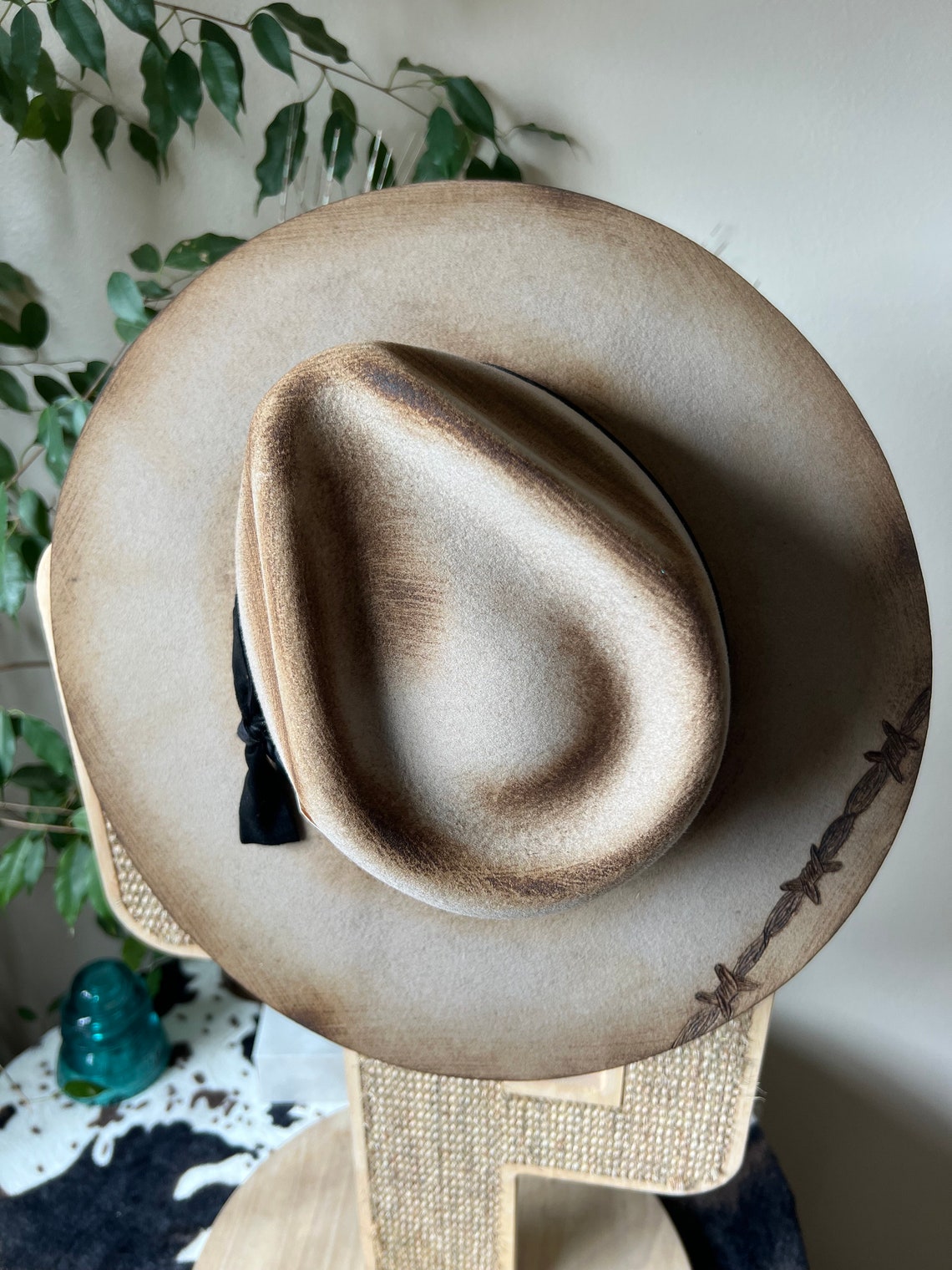 Custom Burned Hat - Barbed Wire - Large - Etsy