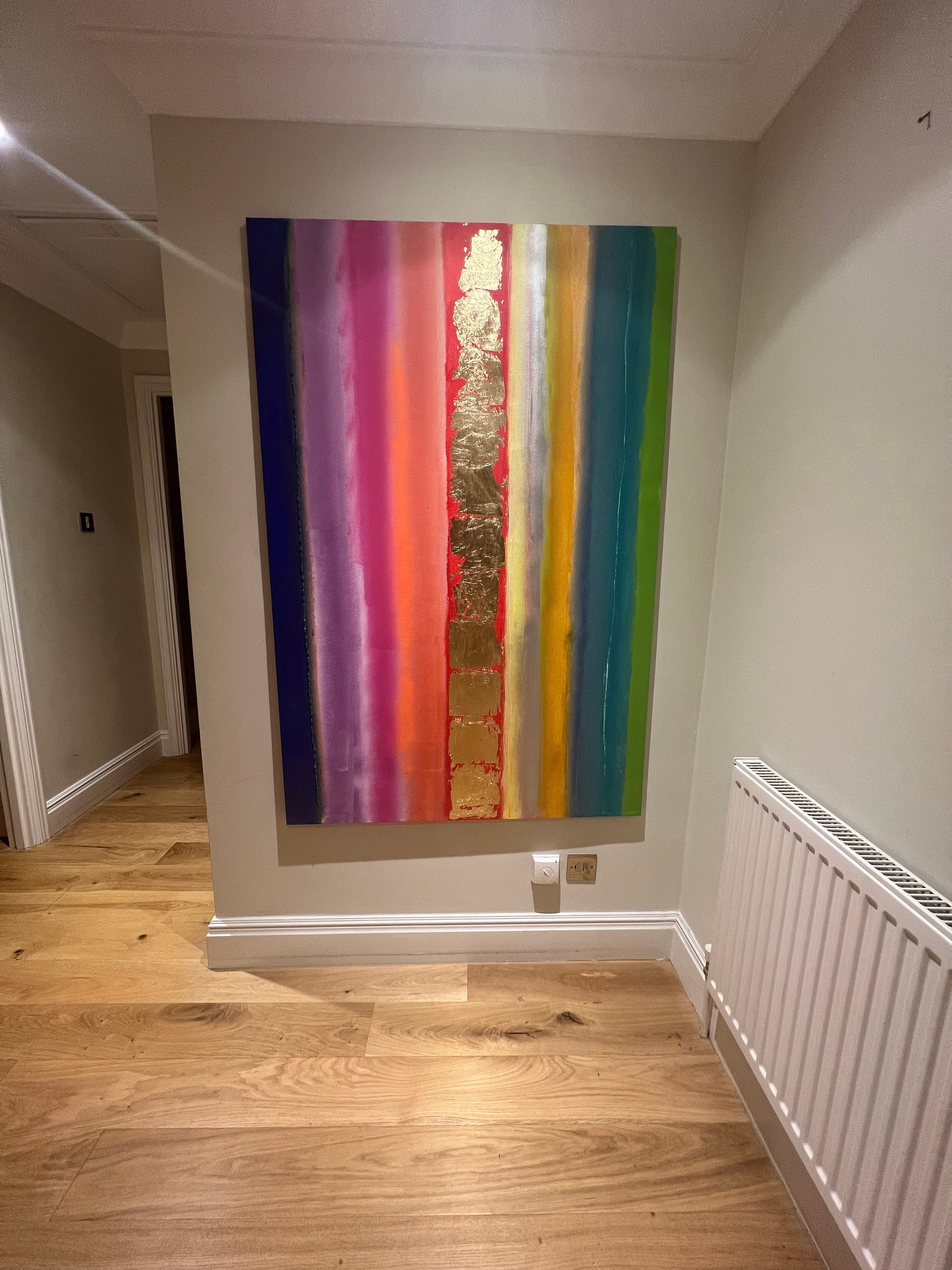 The Rain-bow Spine,colorful Wall Art, Modern Wall Décor, Gold Abstract ...