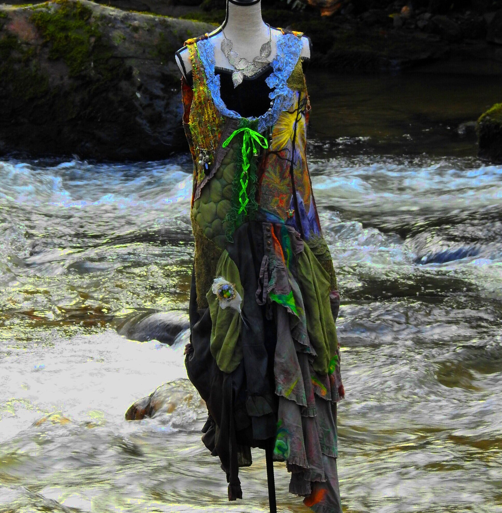 Woodland Wedding Dress, Forest Wedding, Green Festival Dress, Samhain ...