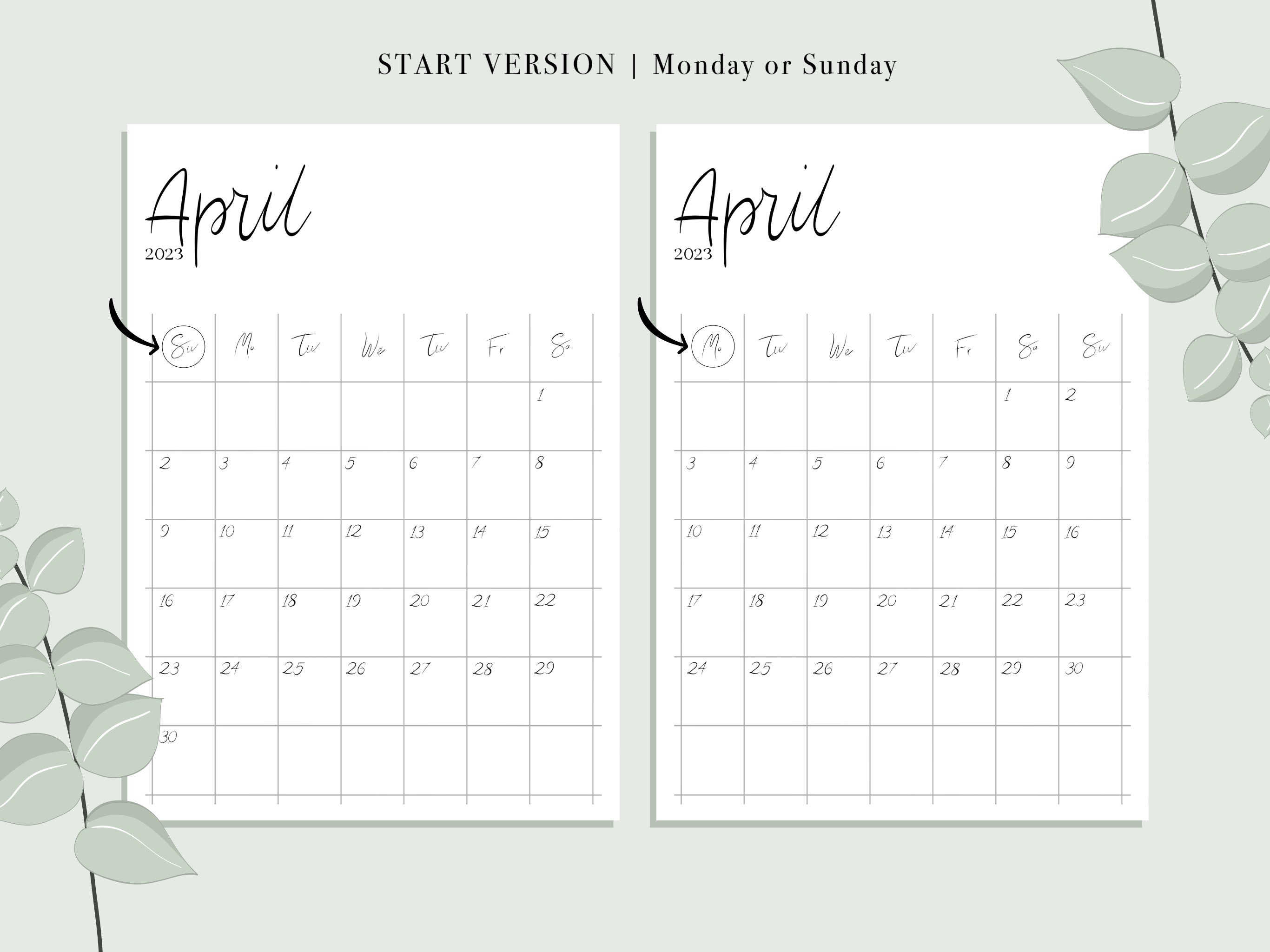 Printable Digital Calendar 2023 | Monthly Planner 2023 | Minimalistic ...