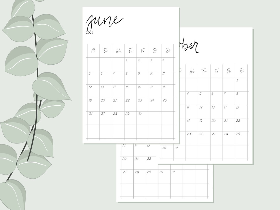 Printable Digital Calendar 2023 | Monthly Planner 2023 | Minimalistic ...