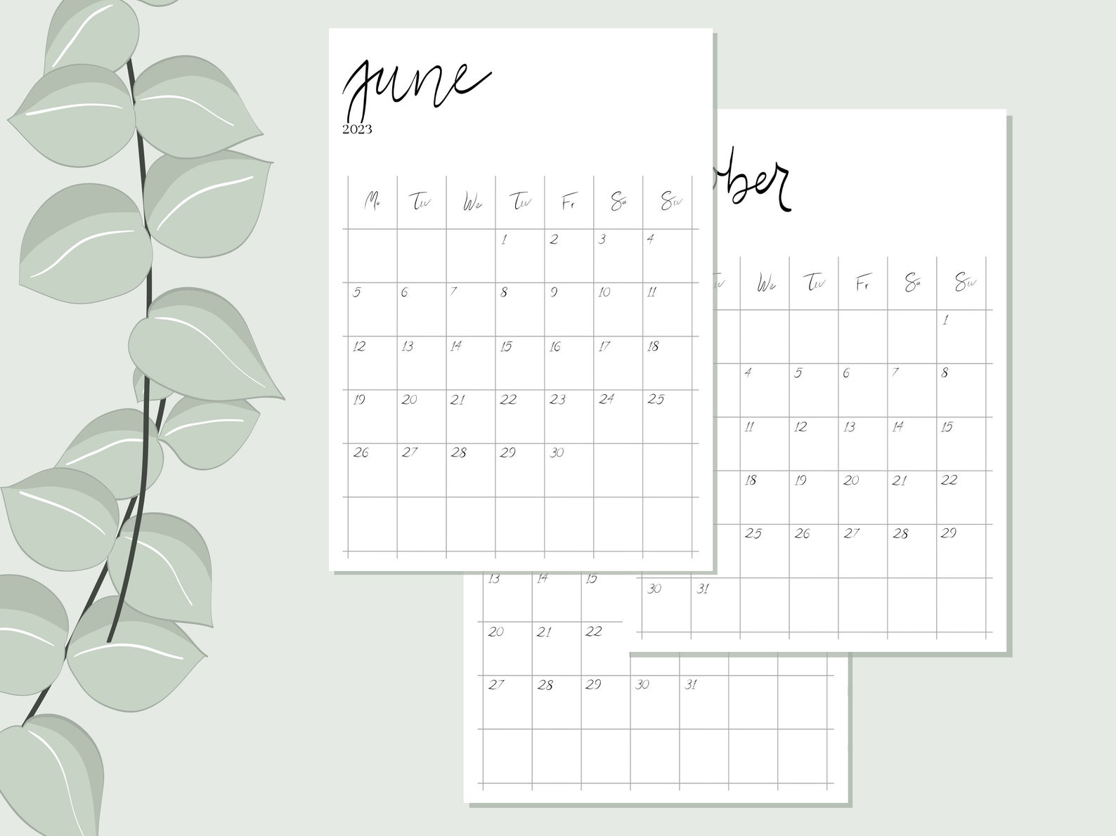 Printable Digital Calendar 2023 | Monthly Planner 2023 | Minimalistic ...