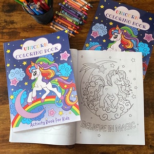 Unicorn Coloring Book , Fun Activity, Cover Coloring Book for Children ...