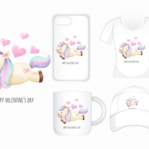 Happy Valentine's Day Unicorn Heart SVG, PNG, EPS File, Sublimation ...