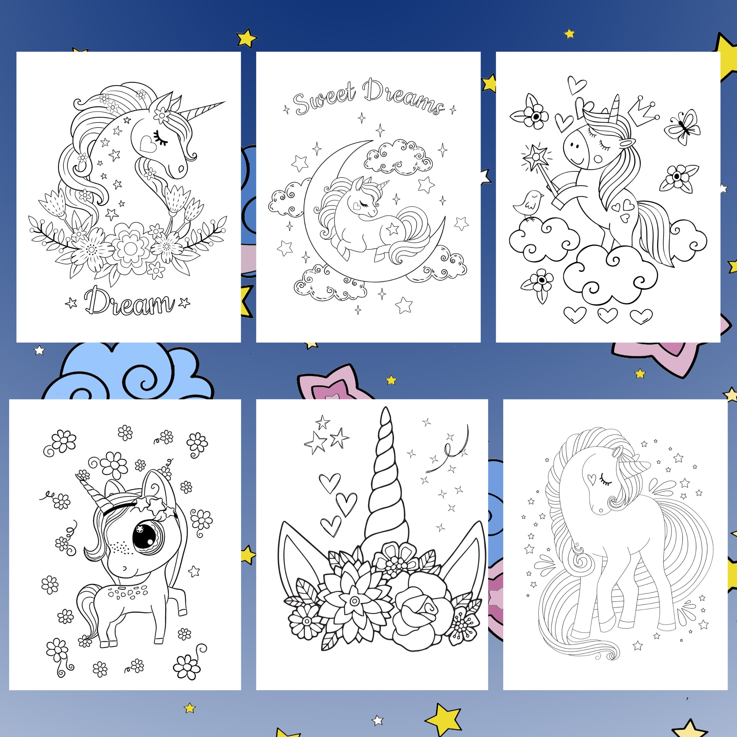 Unicorn Coloring Book , Fun Activity, Cover Coloring Book for Children ...