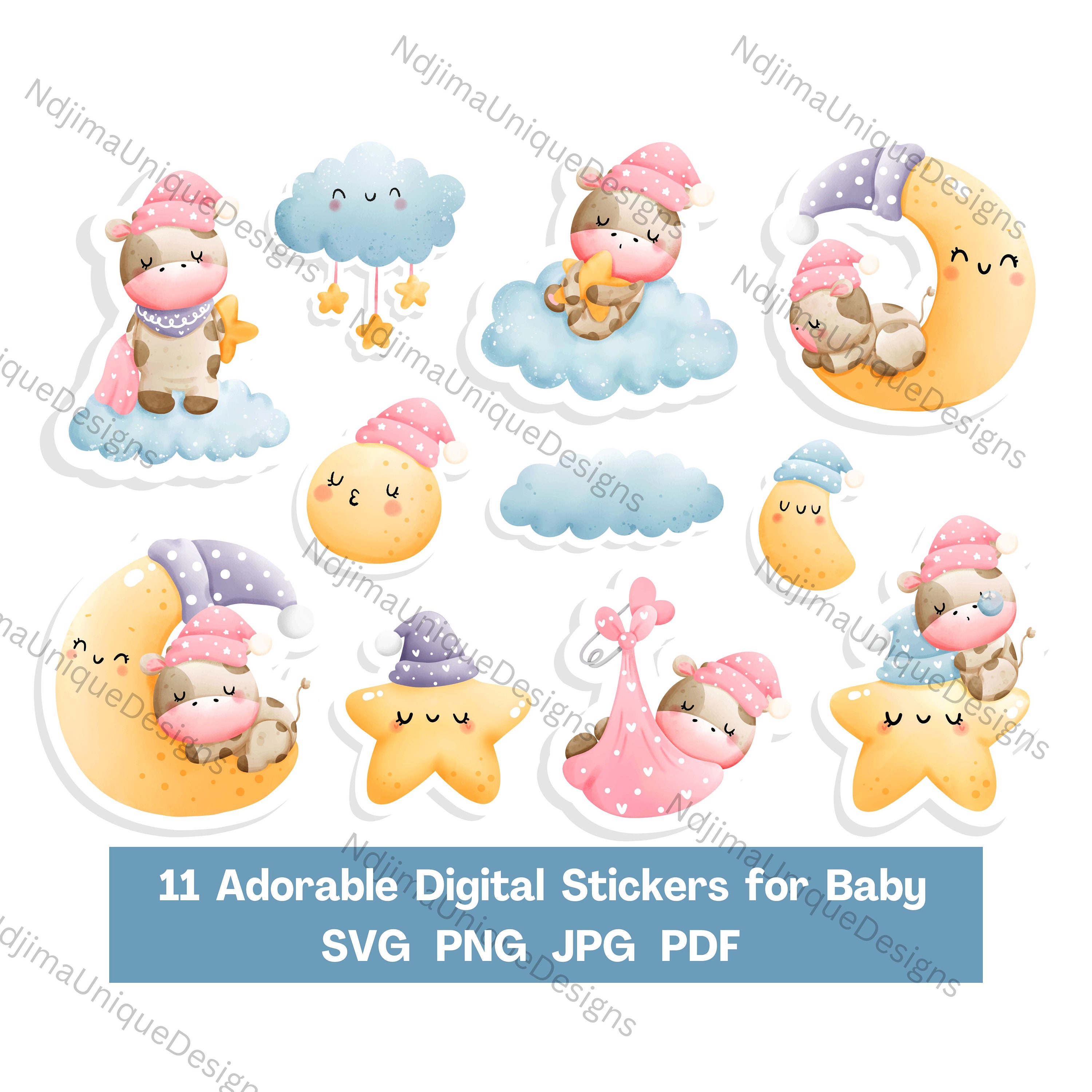 Baby Sticker Pack,clip Art Digital Files, Individual PNG, SVG, PDF, Jpg ...