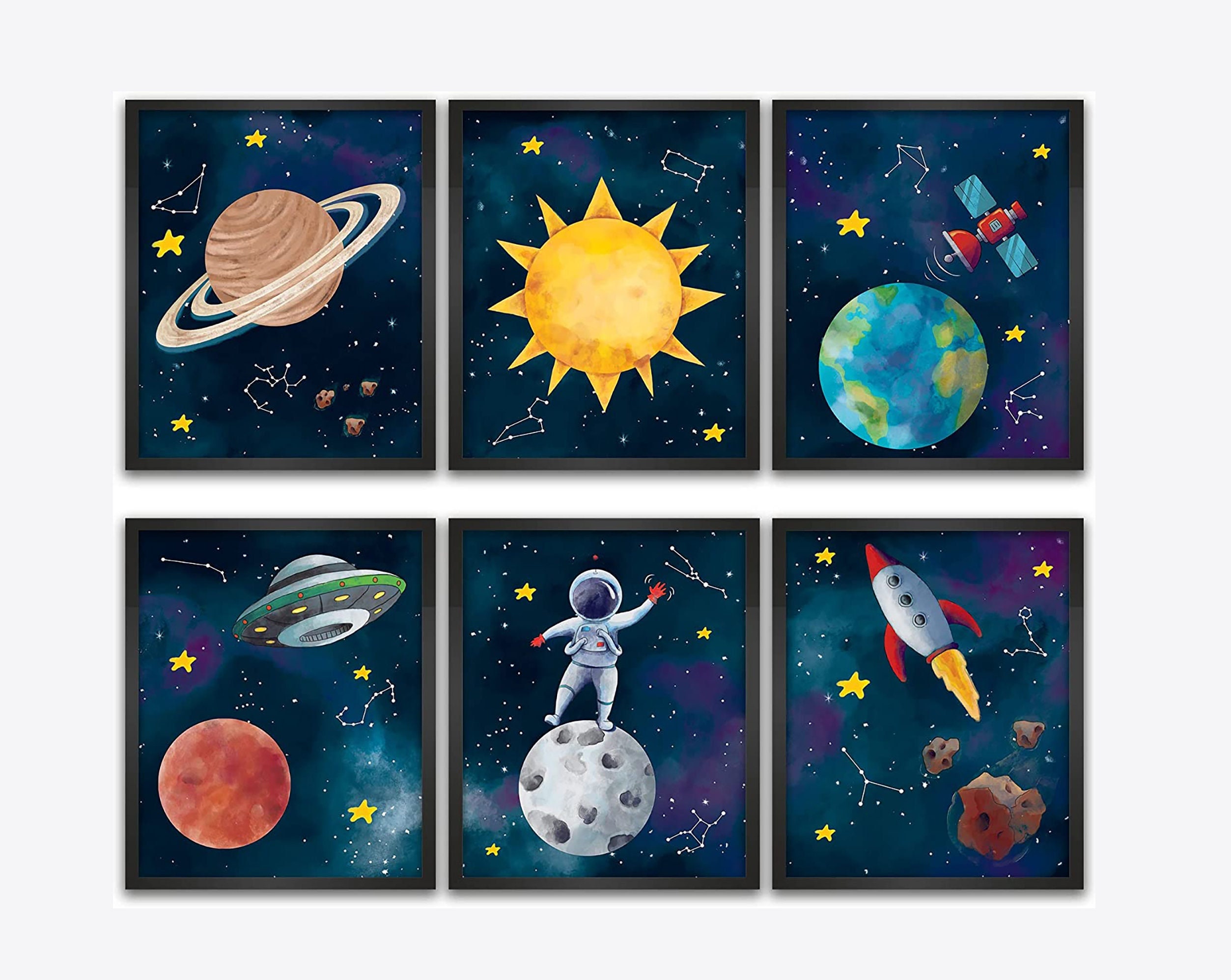 Outer Space Posters for Boys Room Decor - 8x10 Inches UNFRAMED Set of 6 ...