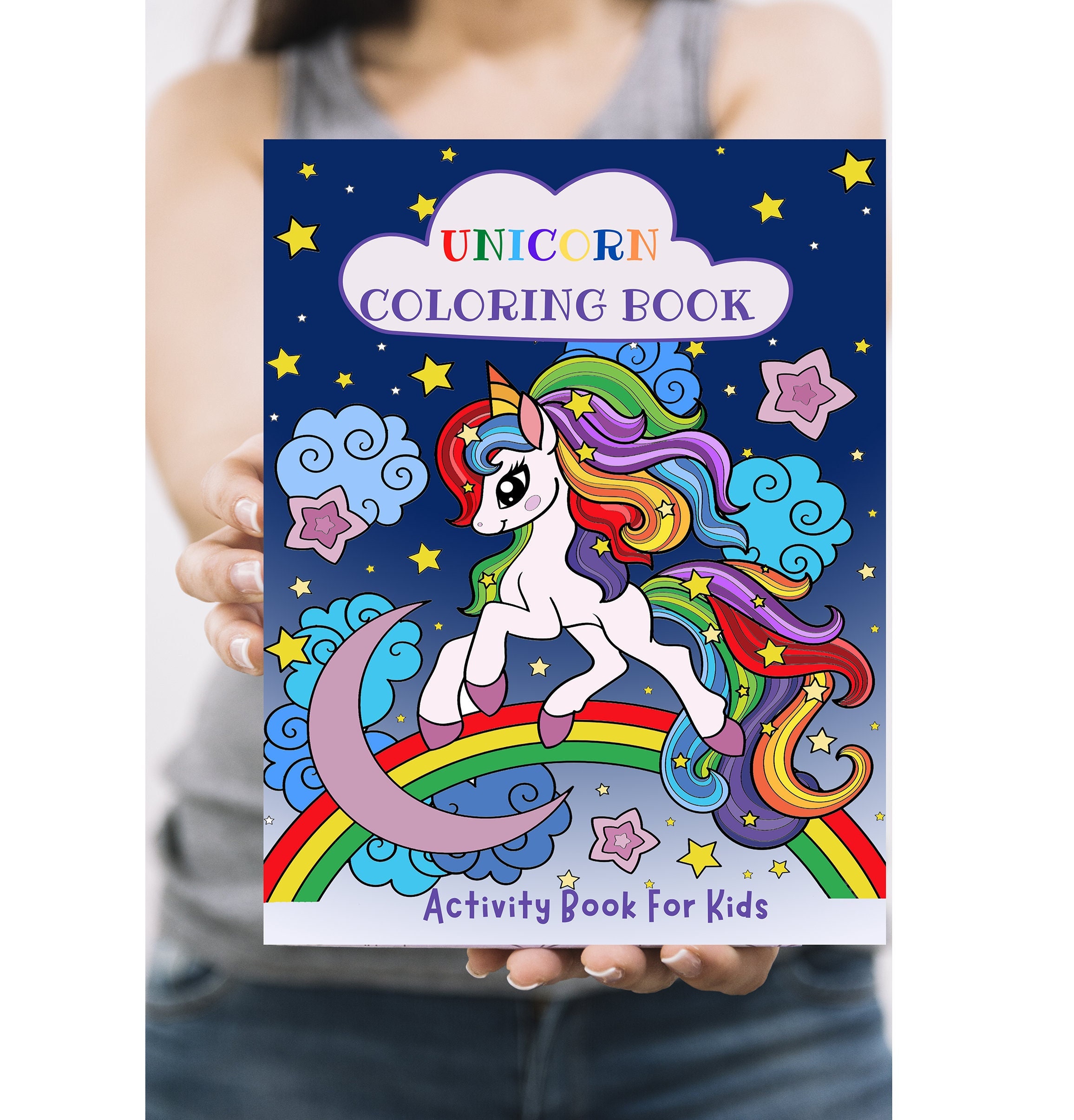 Unicorn Coloring Book , Fun Activity, Cover Coloring Book for Children ...