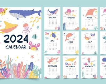 2024 Kids Calendar Printable, Monthly Calendar, Kids Schedule ...
