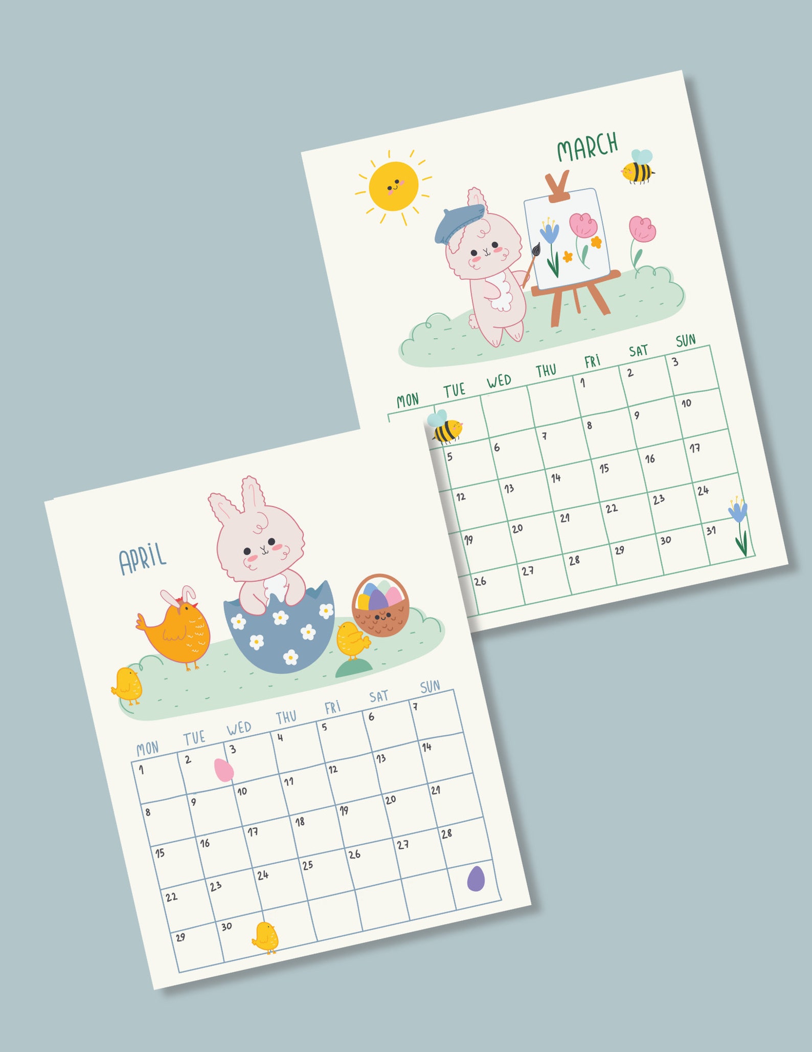 2024 Kids Calendar Printable, Monthly Calendar, Kids Schedule ...