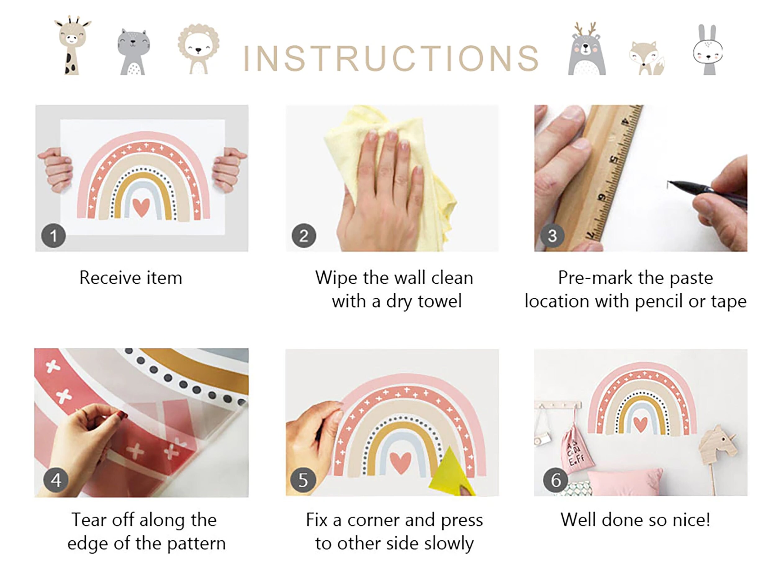 Kids Height Measurement Boho Wall Stickers and Decals /nursery Art ...