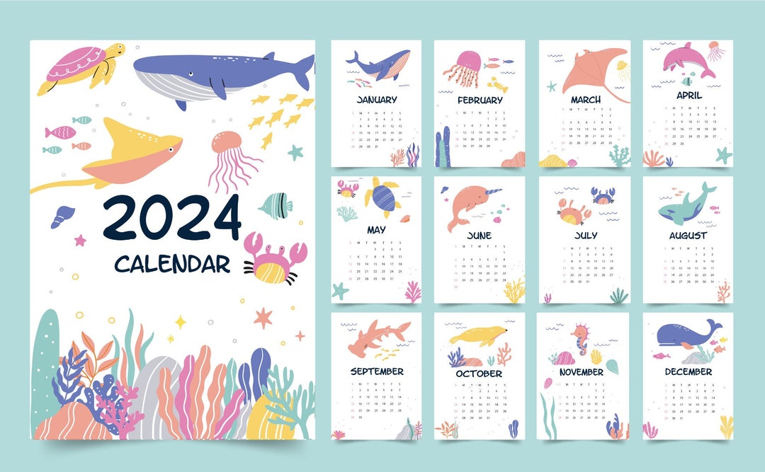 2024 Kids Calendar Printable Monthly Calendar Kids Schedule - Etsy