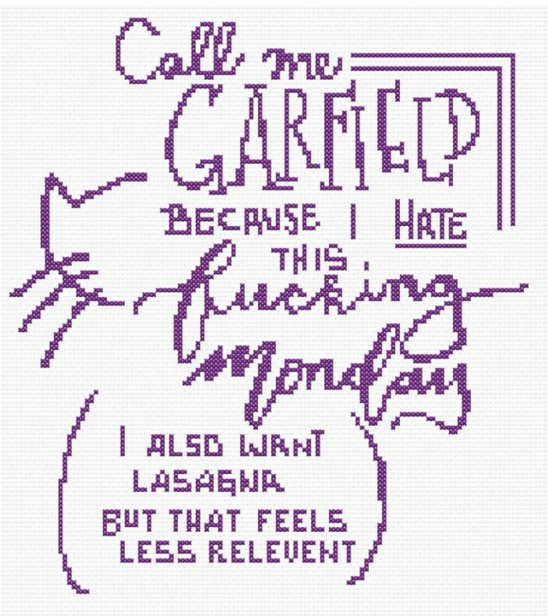 Call Me Garfield Cross Stitch Pattern - Etsy