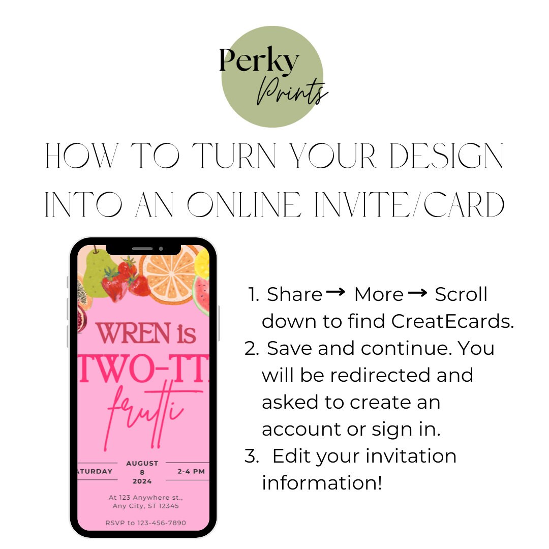 Second Birthday Party Invitation Template, TWO-TTI FRUTTI, Printable ...