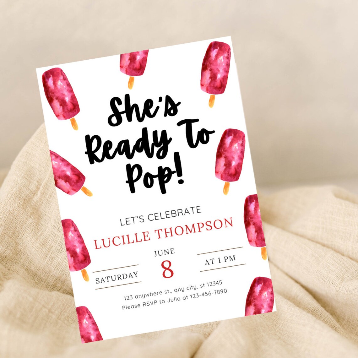 Summer Baby Shower Invitation Template With Games, She is Ready to Pop ...