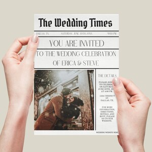 Newspaper Wedding Invitations Template, Editable, Unique Wedding Invite ...