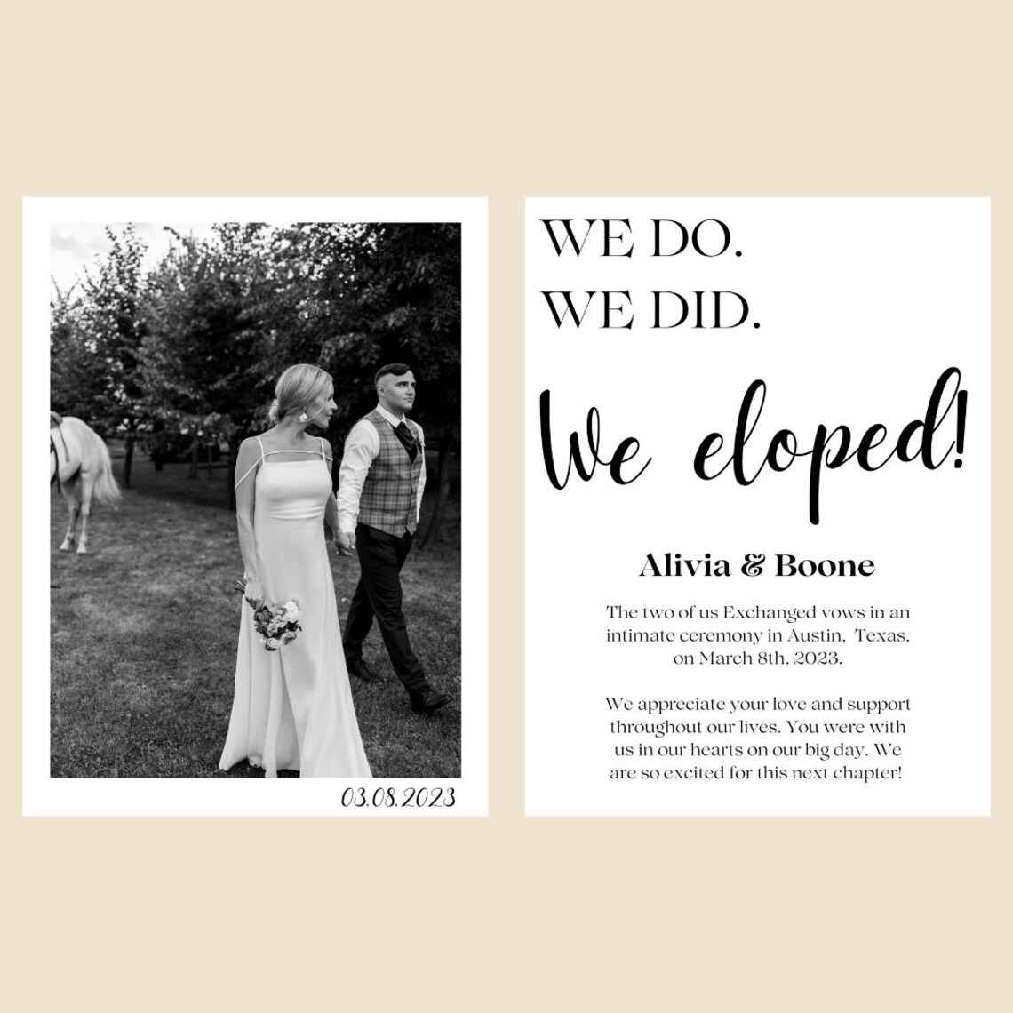 Elopement Announcement, Intimate Wedding Reception, We Eloped, Editable ...