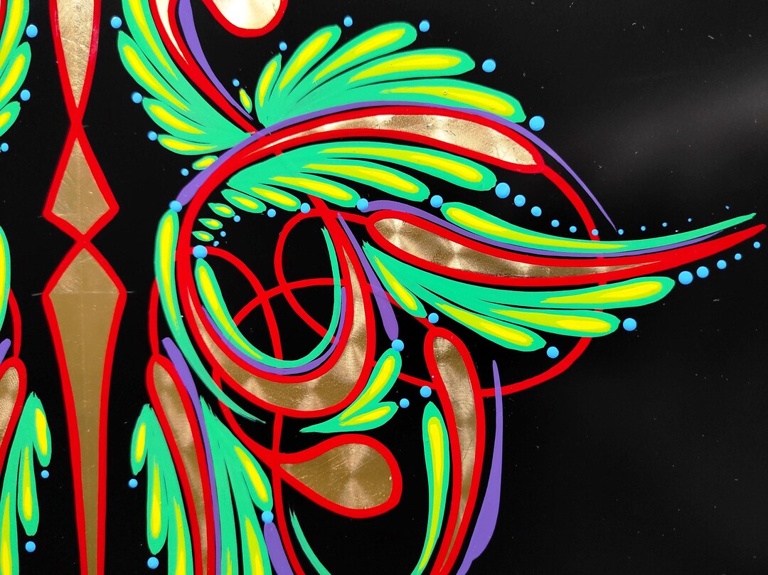 Pinstripe, Pinstriping Panel, Scroll Work, Turned Gold Leaf. A ...