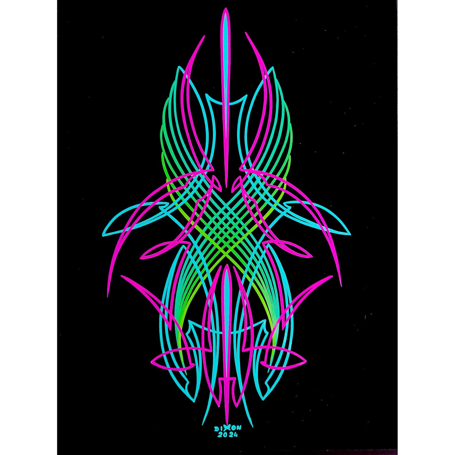 Hand-painted Pinstriping Panel. Neon-colored Lines. A Gem for Fans of ...
