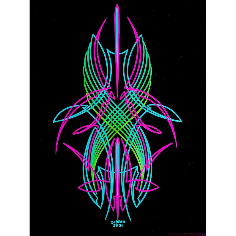 Hand-painted Pinstriping Panel. Neon-colored Lines. A Gem for Fans of ...