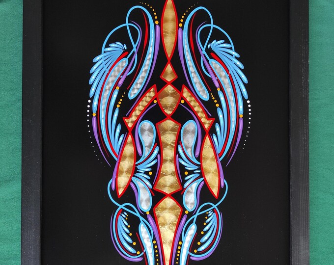 Pinstripe, Pinstriping Panel, Scroll Work, Turned Gold Leaf. A ...