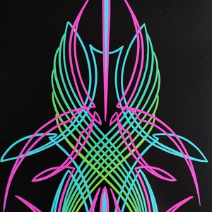 Hand-painted Pinstriping Panel. Neon-colored Lines. A Gem for Fans of ...