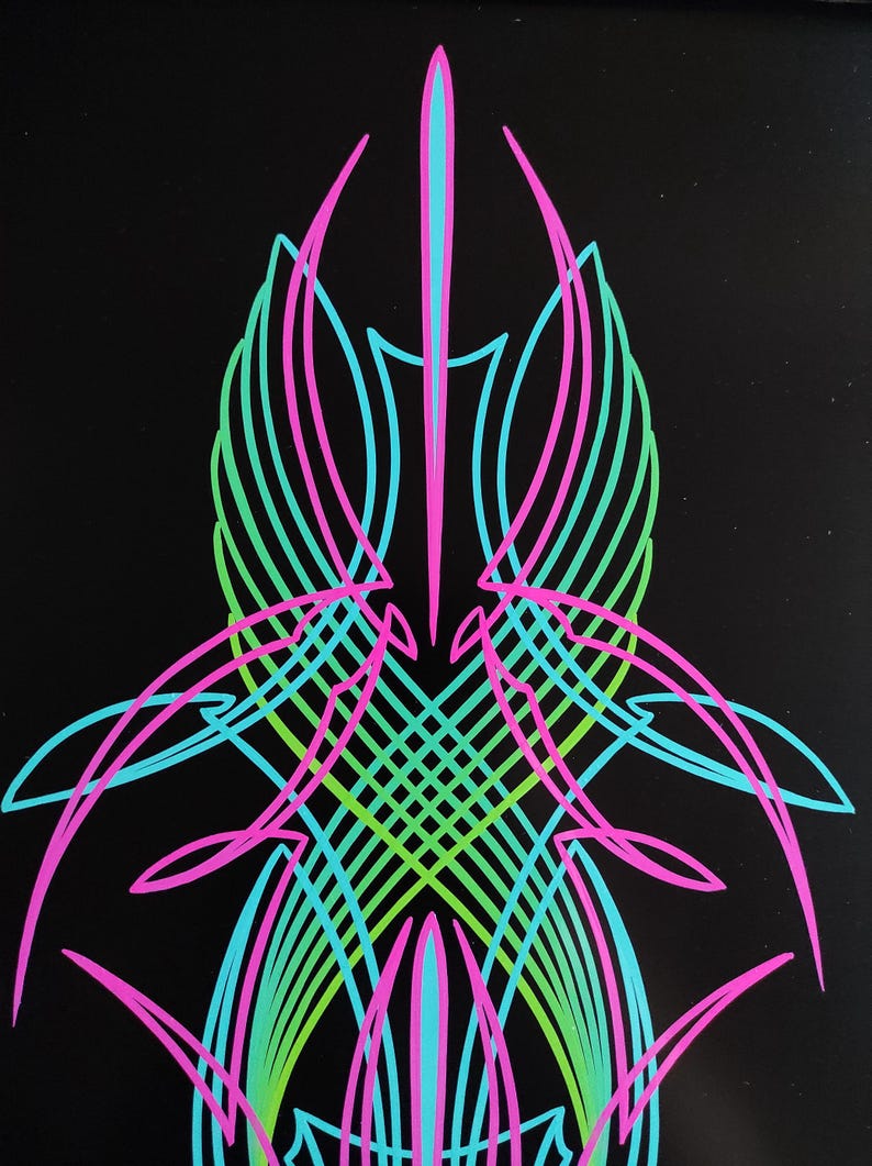Hand-painted Pinstriping Panel. Neon-colored Lines. A Gem for Fans of ...