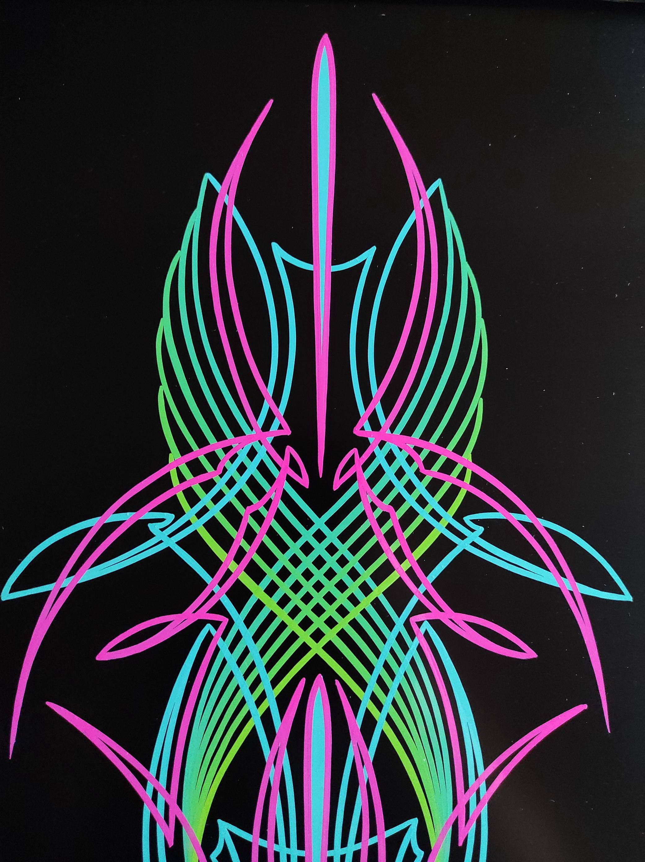 Hand-painted Pinstriping Panel. Neon-colored Lines. A Gem for Fans of ...