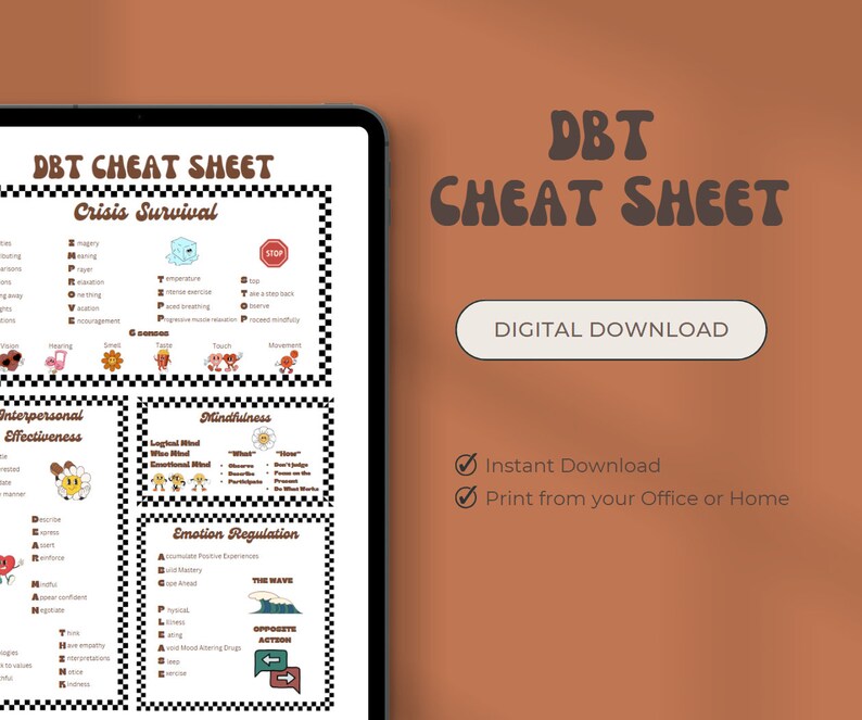 DBT Cheat Sheet, DBT Worksheet, DBT Skills - Etsy
