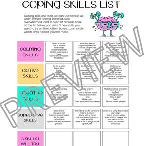 Coping Skills List - Etsy