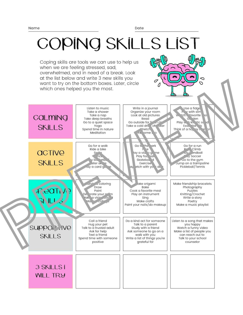 Coping Skills List - Etsy