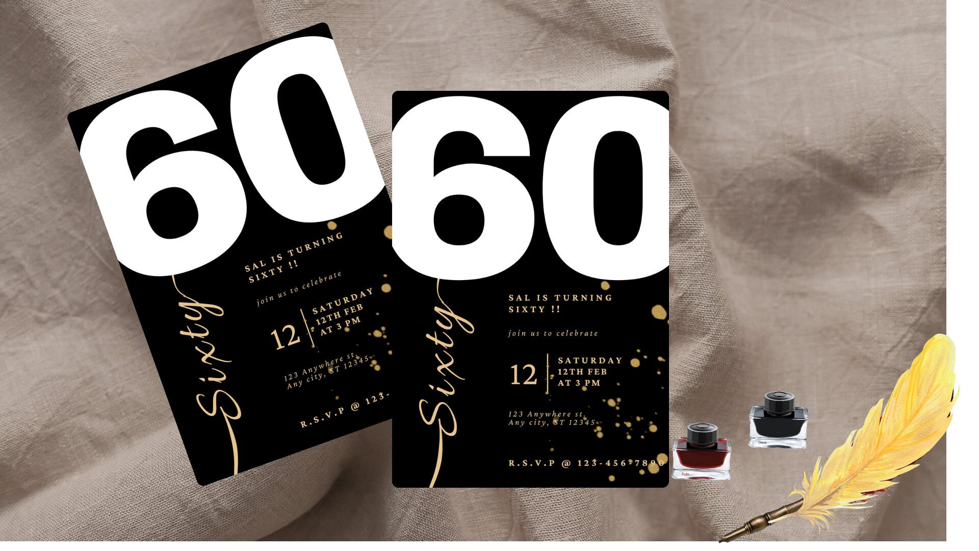 Editable 50th Birthday Milestone Invitation Template Printable Gold ...