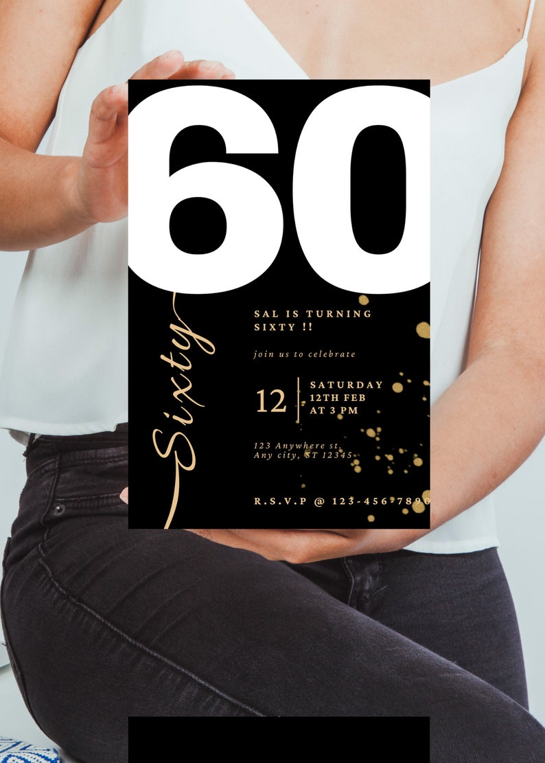 Editable 50th Birthday Milestone Invitation Template Printable Gold Fifty Birthday Invite 50th ...